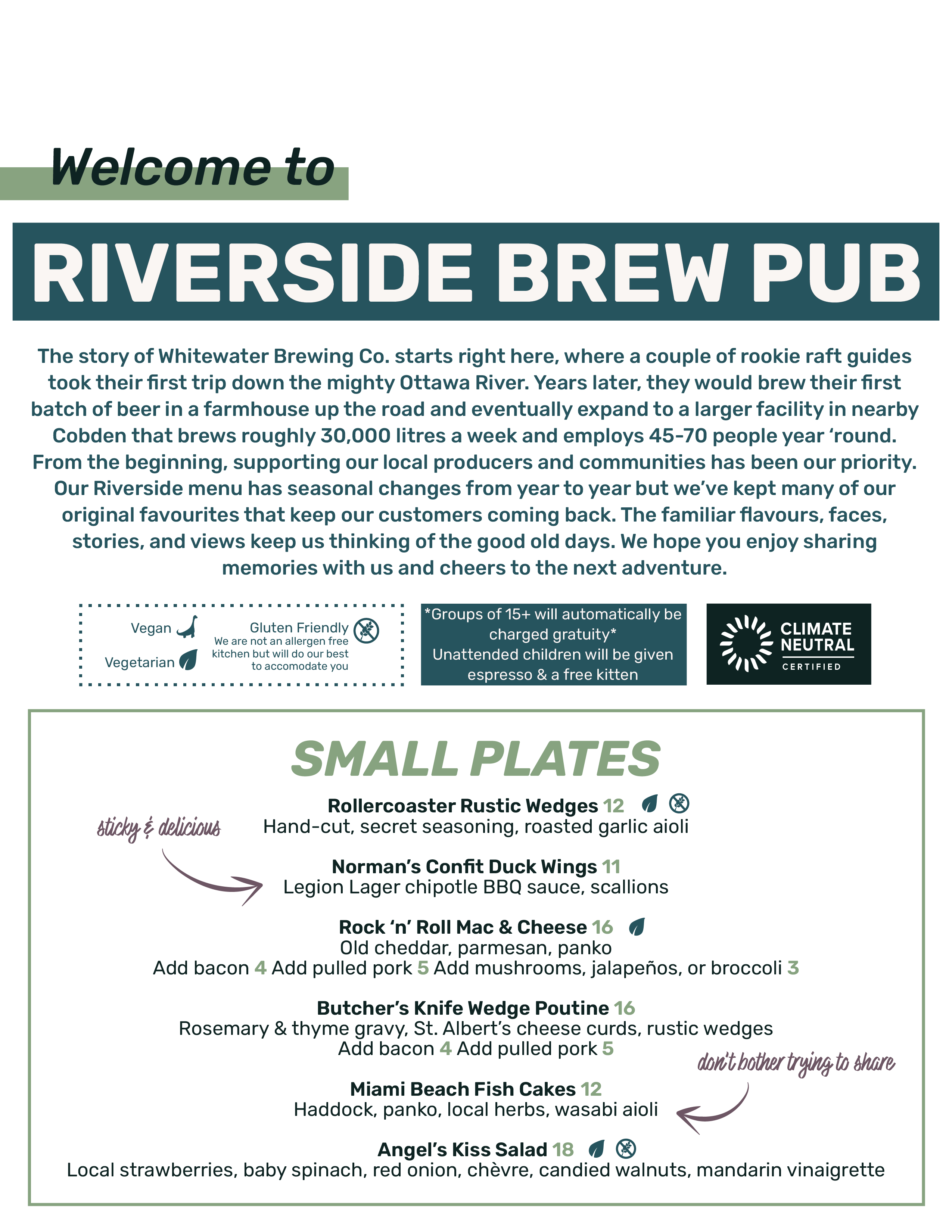 Riverside Brew Pub Menu – Whitewater Shop